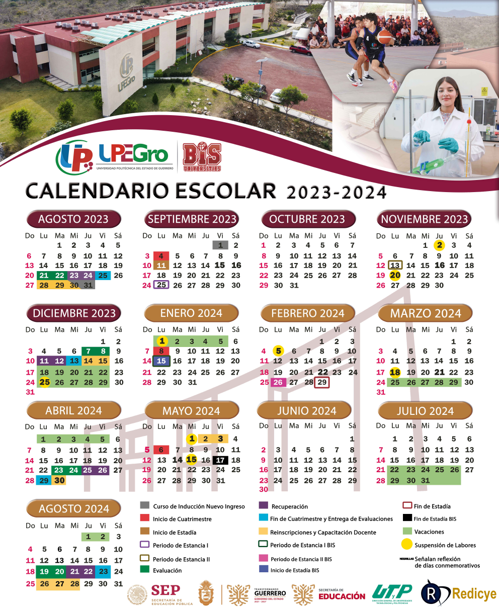 Calendario Escolar – Universidad Politécnica del Estado de Guerrero